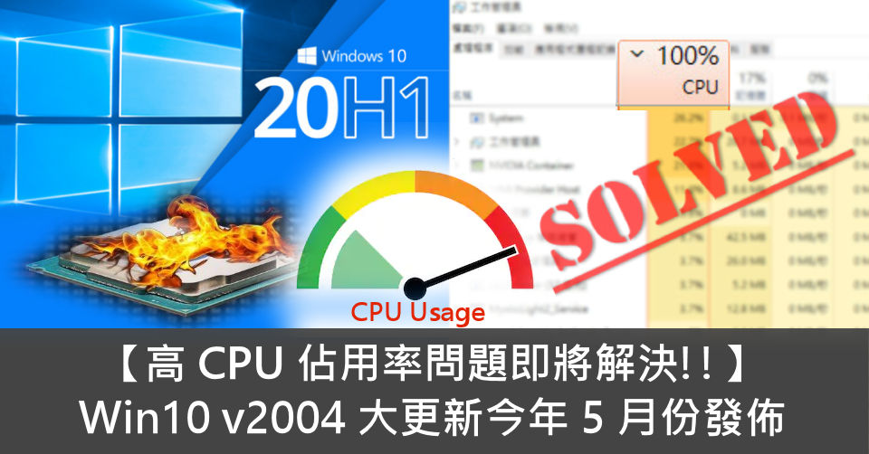 【高 CPU 佔用率問題即將解決!!】 Win 10 v2004 大更新今年 5 月份發佈 - 電腦領域 HKEPC Hardware - 全港 No.1 PC網站