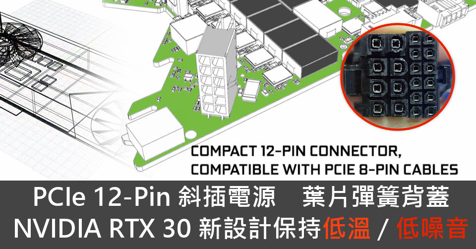 PCIe 12-Pin 斜插電源 葉片彈簧背蓋 NVIDIA RTX 30 新設計保持低溫 / 低噪音 - 電腦領域 HKEPC ...