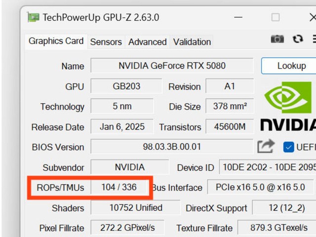 GeForce RTX 5080 用家也不能倖免 這次是 FE 版本 同樣少了 8 個 ROP 單元 - 電腦領域 HKEPC Hardware - 全港 No.1 PC網站